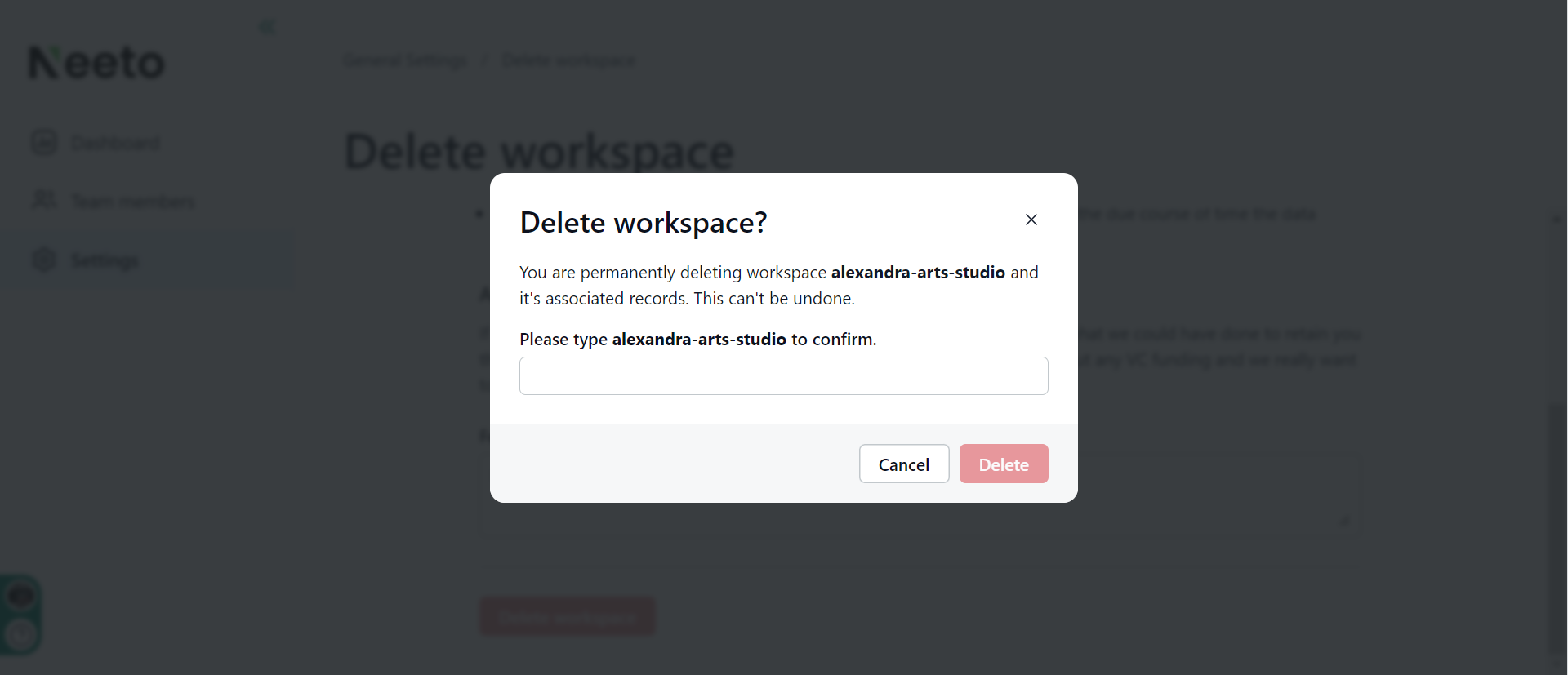 How to delete your account/workspace | NeetoCal | neetoAuth | NeetoCal
